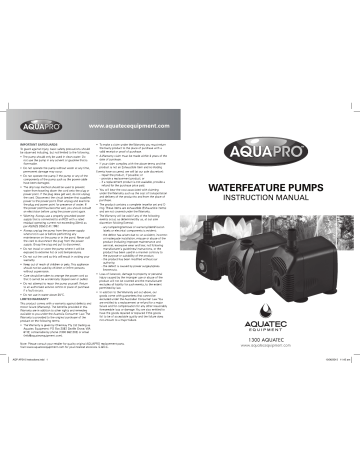 Aquatec AQUAPRO AP1350 Instruction Manual | Manualzz