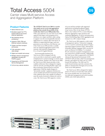 ADTRAN Total Access 5004 Brochure & Specs | Manualzz