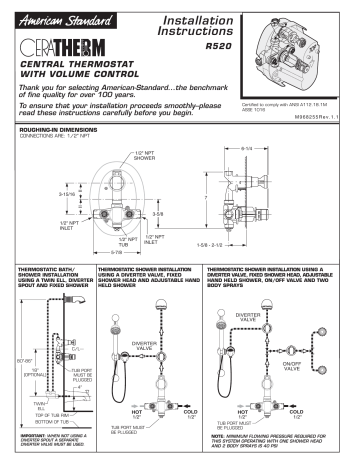 American Standard CeraTherm R520 Installation Instructions | Manualzz