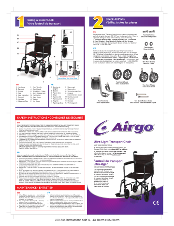 Airgo Ultra-Light Transport Chair Instructions | Manualzz
