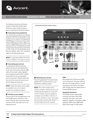 Avocent SwitchView SC540 Quick Installation Manual | Manualzz