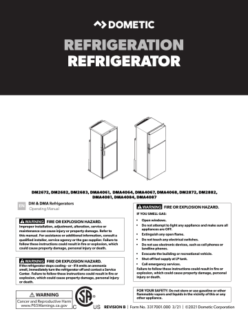 Dometic DM DMA Operating Manual | Manualzz
