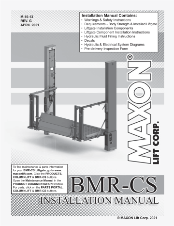 STEP 3 - POSITION LIFTGATE. Maxon BMR-CS | Manualzz