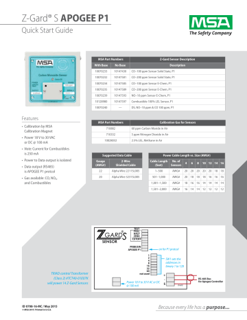 MSA Z-Gard® S Sensor Quick Start Guide | Manualzz