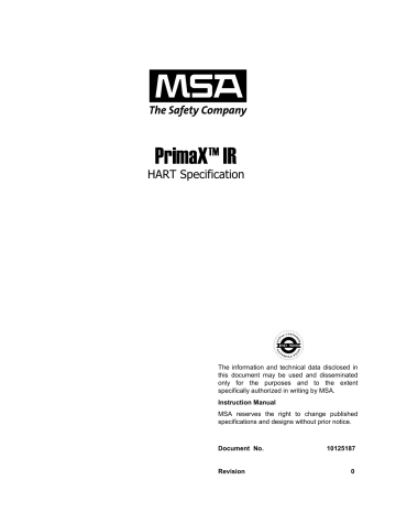 MSA PrimaX® IR Gas Transmitter Specification | Manualzz