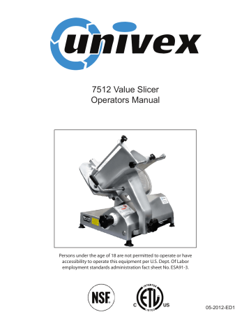 Univex 7512 Slicer Operator Manual | Manualzz