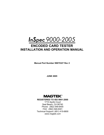 Magtek InSpec 9000 Installation and Operation Manual | Manualzz