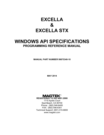 Magtek Excella STX Reference Manual | Manualzz