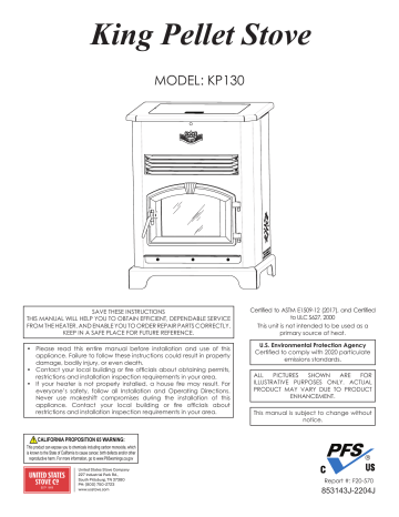 United States Stove Company KP130 Owner's Manual | Manualzz
