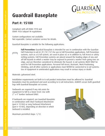Guardian Guardrail Baseplate Instructions | Manualzz