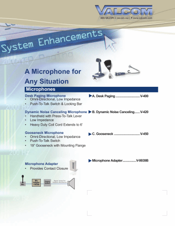 Valcom V-400 Datasheet | Manualzz