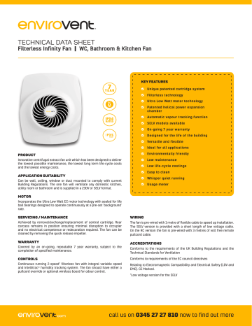 EnviroVent Filterless Infinity Specification | Manualzz