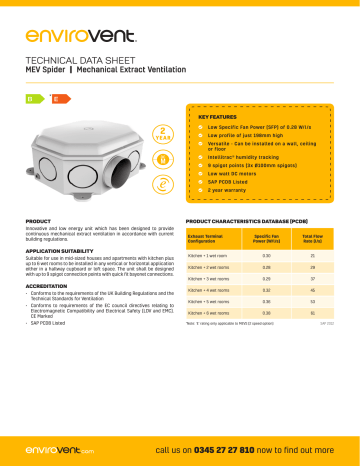 EnviroVent MEV Spider Specification | Manualzz