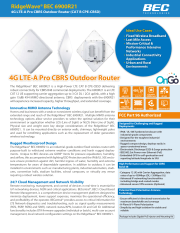 BEC 6900R21 High-Power LTE CAT B CPE-CBSD Datasheet | Manualzz