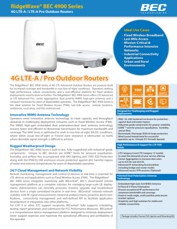BEC 4900 Series LTE-Advanced Outdoor Routers Datasheet | Manualzz