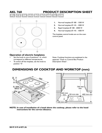 Ignis AKL 760/IX/01 Hob Program Chart | Manualzz