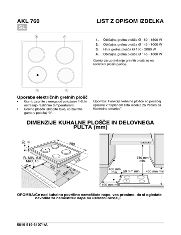 Ignis AKL 760/IX/01 Hob Programski grafikon | Manualzz