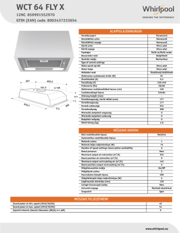 Whirlpool WCT 64 FLY X Hood Product Data Sheet | Manualzz