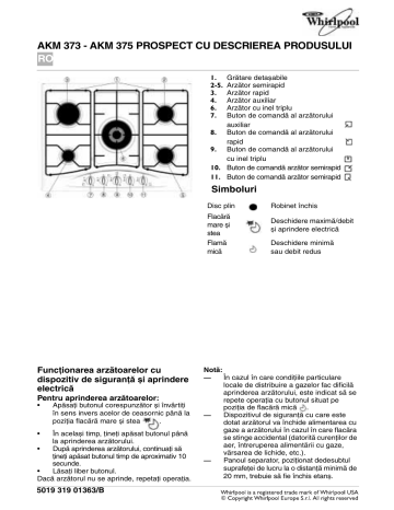 Whirlpool AKM 373/IX Hob Grafic de program | Manualzz