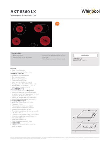 Whirlpool AKT 8360 LX Hob Product Data Sheet | Manualzz