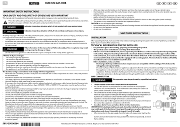 Ignis AKL 640/WH Hob Program Chart | Manualzz