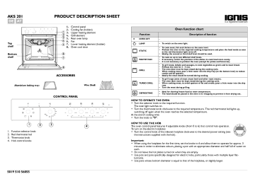 Ignis AKS 201/IX Oven Program Chart | Manualzz