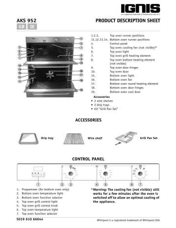 Ignis AKS 952 IX Double oven Program Chart | Manualzz