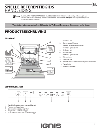 Ignis AIE 2B19 A Dishwasher Handleiding | Manualzz