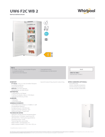 Whirlpool UW6 F2C WB 2 Freezer NEL Data Sheet | Manualzz