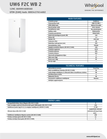 Whirlpool UW6 F2C WB 2 Freezer NEL Data Sheet | Manualzz