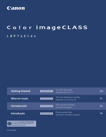 Canon Color imageCLASS LBP712Cdn Getting Started | Manualzz
