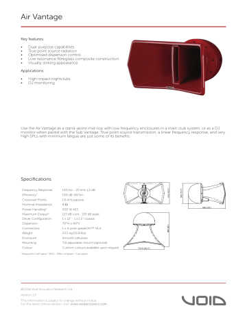 Void Air Vantage Specification Sheet | Manualzz