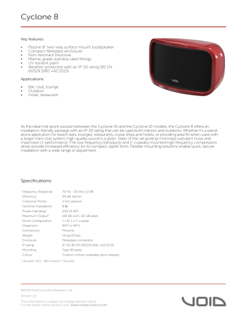 Void Cyclone 8 Specification Sheet | Manualzz
