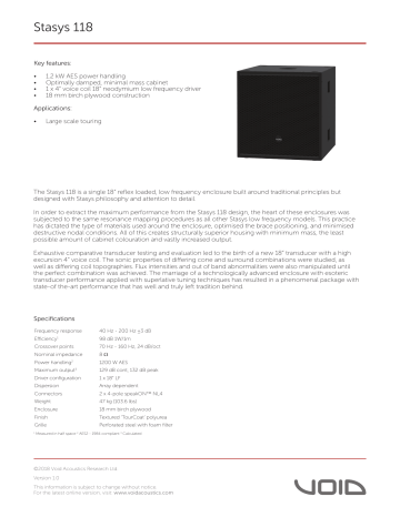 Void Stasys 118 Specification Sheet | Manualzz
