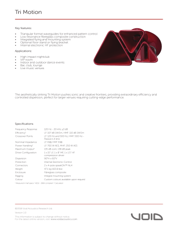 Void Tri Motion Specification Sheet | Manualzz