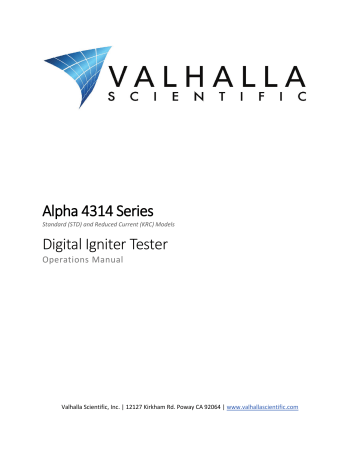 Valhalla Scientific Alpha 4314 KRC Operations Manual | Manualzz