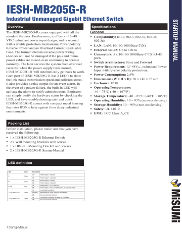MISUMI IESH-MB205G-R Startup Manual | Manualzz