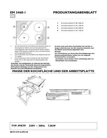 Bauknecht EM 3460-1 WS Hob Programmdiagramm | Manualzz