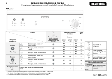 Ignis AWL 213/1 Dryer Program Chart | Manualzz