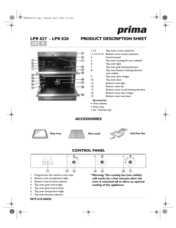 Prima LPR 828 Oven Program Chart | Manualzz