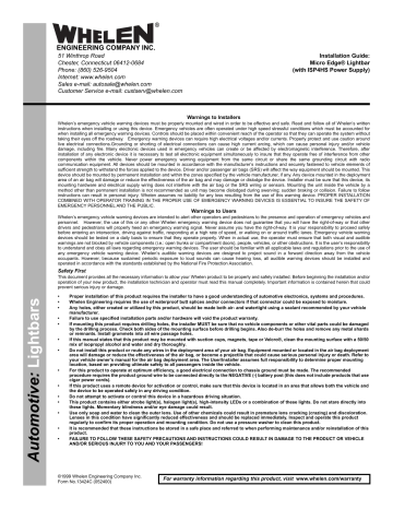 Whelen Engineering Company Micro Edge Installation Manual | Manualzz