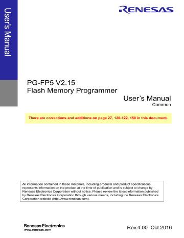 Renesas PG-FP5 V2.15 User Manual | Manualzz