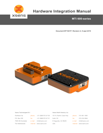 Xsens MTi-630, MTi-670 Hardware Integration Manual | Manualzz