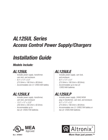 Altronix AL125UL Series Installation Manual | Manualzz