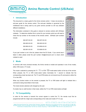 Amino RC125 Manual | Manualzz