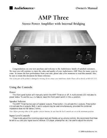 AudioSource AMP Three Owner's Manual | Manualzz