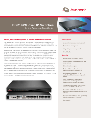 Avocent DSR KVM over IP Switch Hardware Specifications | Manualzz