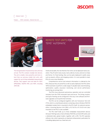 ASCOM REMOTE TESTS UNITS Datasheet | Manualzz