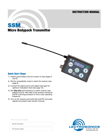 Lectrosonics SSM Instruction Manual | Manualzz