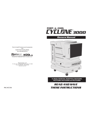 Port A Cool Cyclone 3000 PAC2KCYC01 Owner's Manual | Manualzz